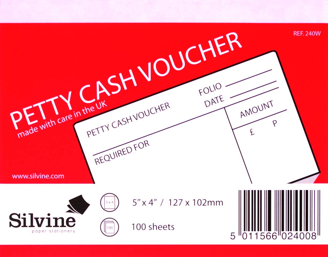 Silvine Petty Cash Voucher 100 Sheets, red, 5x4