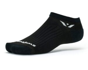 swiftwick- performance zero golf & running socks for men & women, cushion no-show socks (black, medium)