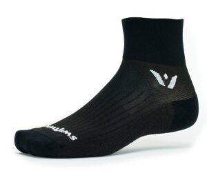 swiftwick- performance two running & cycling socks for men & women, cushion crew socks (black, medium)