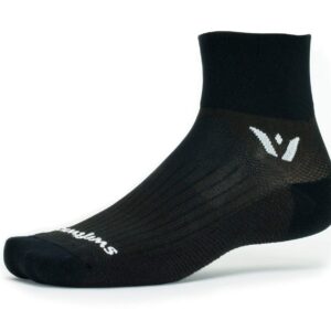 Swiftwick- PERFORMANCE TWO Running & Cycling Socks for Men & Women, Cushion Crew Socks (Black, Medium)