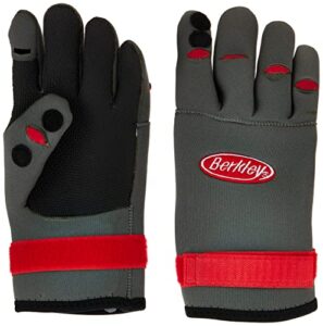 berkley btnfgg neopene fish grip gloves neoprene fishing gloves, grey