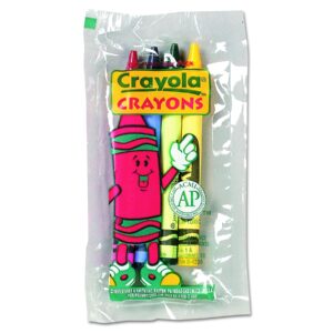 crayola 520083 classic color pack crayons, cello pack, 4 colors, 4 per pack, case of 360