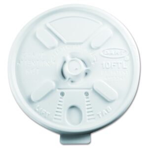 dart 10ftl white lift n lock lid for foam cups and containers (case of 1,000), 10 oz.