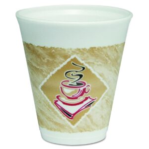 dart 12x16g café g foam hot/cold cups, 12oz, white w/brown & red (case of 1000)