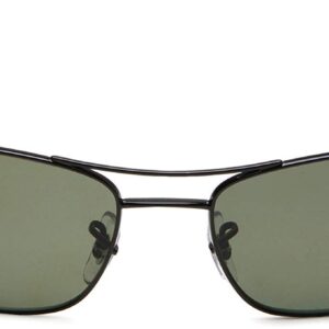 Ray-Ban RB8309 Steel Aviator Sunglasses, Black Frame/Green Polarized Lens, 59 mm