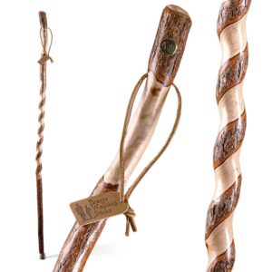 brazos rustic wood walking stick, twisted sassafras, traditional style handle, for men & women, made in the usa, 48"