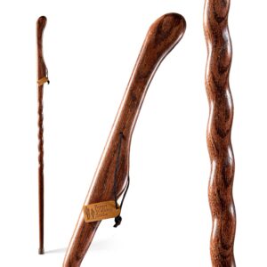 brazos handcrafted wood walking stick, twisted oak, hitchhiker style handle, for men & women, made in the usa, red, 48"