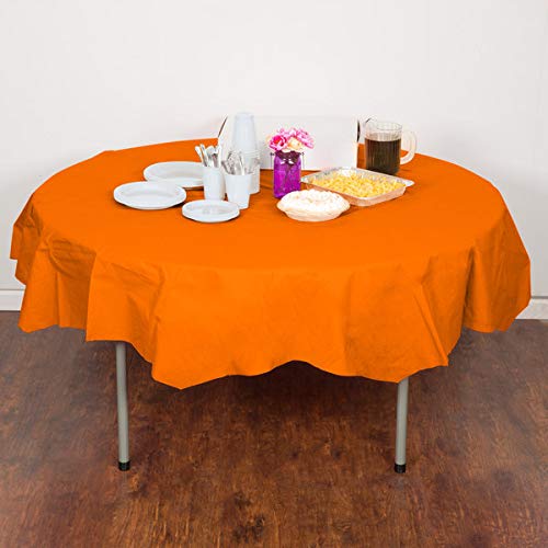 Creative Converting TABLECOVER, OCTY ROUND 82" TIS/POLY, One Size, Sunkissed Orange