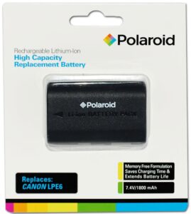 polaroid high capacity canon lpe6 rechargeable lithium replacement battery (compatible with: canon eos 5d mark ii, 7d, 60d)