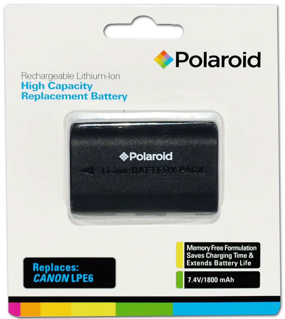 Polaroid High Capacity Canon LPE6 Rechargeable Lithium Replacement Battery (Compatible With: Canon EOS 5D Mark II, 7D, 60D)