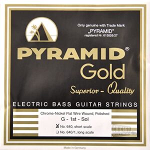 pyramid gold flatwound short scale bass guitar strings 40-100