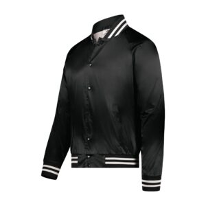 augusta sportswear men's x-large augusta satin baseball jacket/striped trim, black/white