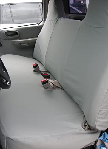 Durafit Seat Covers Made to fit 1999-2007 Ford F150 Seat Covers Exact Fit, Front Solid Bottom, Solid Back Bench with Molded Headrests | Seat Covers for Trucks Ford F150 | Gray Twill Fabric