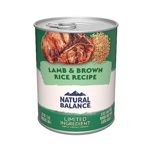 natural balance limited ingredient adult wet canned dog food with healthy grains, lamb & brown rice recipe, 13 ounce (pack of 12)