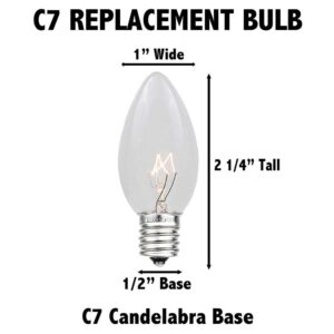 Novelty Lights Incandescent Replacement Bulbs - Outdoor Individual Bulbs For Events, Holiday Parties, Patios, And More - C7/E12 Candelabra Base, 5 Watt Lights (Multicolor, 25 Pack)