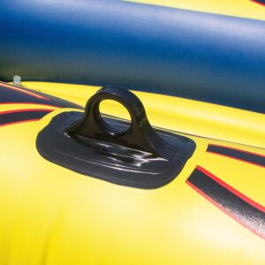 Solstice Inflatable Boat Rafts 3 Person for Adults & Kids Comes W/ Pole Oar Holders Cushioned Comfortable Base Grab Line 8 Ft Size Sunskiff Kits Dinghy Air Floor Yellow