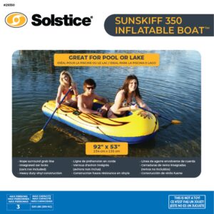 Solstice Inflatable Boat Rafts 3 Person for Adults & Kids Comes W/ Pole Oar Holders Cushioned Comfortable Base Grab Line 8 Ft Size Sunskiff Kits Dinghy Air Floor Yellow