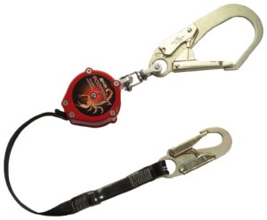 miller scorpion 9-foot personal fall limiter with steel locking rebar hook w/swivel shackle & steel locking snap hook, 310 lb. capacity (pfl-6/9ft) , red