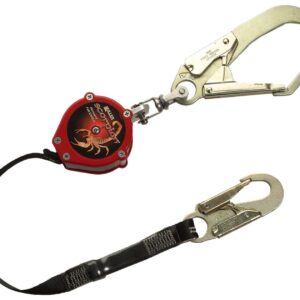 Miller Scorpion 9-Foot Personal Fall Limiter with Steel Locking Rebar Hook w/Swivel Shackle & Steel Locking Snap Hook, 310 lb. Capacity (PFL-6/9FT) , Red