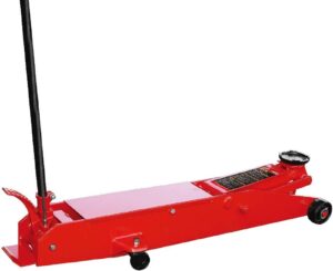 big red t80501 torin hydraulic heavy duty long frame service/floor jack with foot pedal, 5 ton (10,000 lb) capacity, red