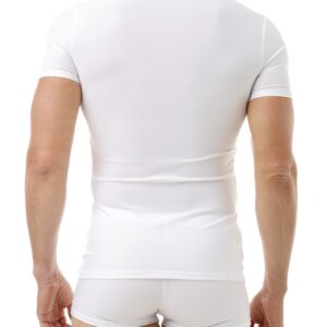 Underworks Mens Microfiber Compression V-Neck T-shirt, Large, White