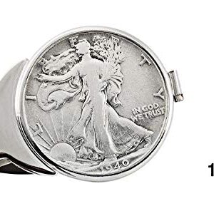 American Coin Treasures U.S Coin Money Clip - Silver Walking Liberty Half Dollar | Brass Layered in Silver-Tone Rhodium | Holds Currency, Credit Cards, Cash | Certificate of Authenticity