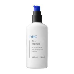 dhc rich moisture, lightweight facial moisturizer, dry skin, hydrating, fragrance and colorant free, ideal for dry dehydrated and sensitive skin, 3.3 fl. oz.