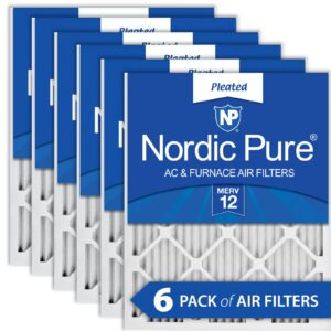 nordic pure 16x25x1 (15 1/2 x 24 1/2 x 3/4) pleated merv 12 air filters 6 pack