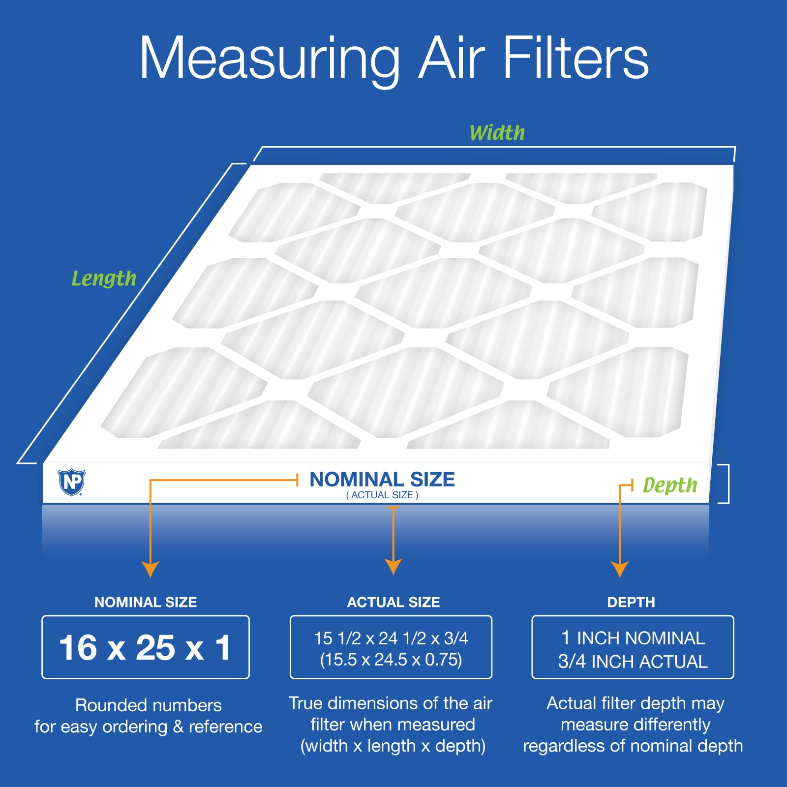 Nordic Pure 16x25x1 (15 1/2 x 24 1/2 x 3/4) Pleated MERV 12 Air Filters 6 Pack