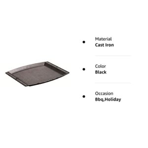 Lodge Seasoned Cast Iron Rectangular Griddle - 15 x 12.25 Inches. Jumbo Chef’s Serving Platter, Black