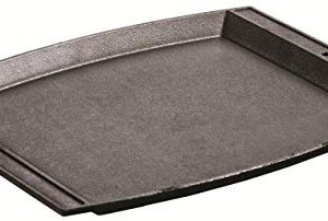 Lodge Seasoned Cast Iron Rectangular Griddle - 15 x 12.25 Inches. Jumbo Chef’s Serving Platter, Black