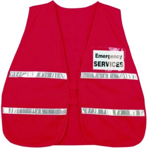 MCR Safety - 611ICV204 ICV204 Incident Command Polyester/Cotton Safety Vest with 1-Inch White Reflective Stripe, Red