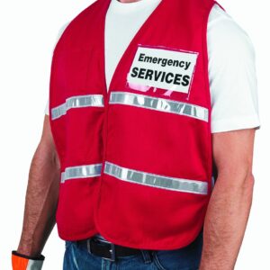 MCR Safety - 611ICV204 ICV204 Incident Command Polyester/Cotton Safety Vest with 1-Inch White Reflective Stripe, Red