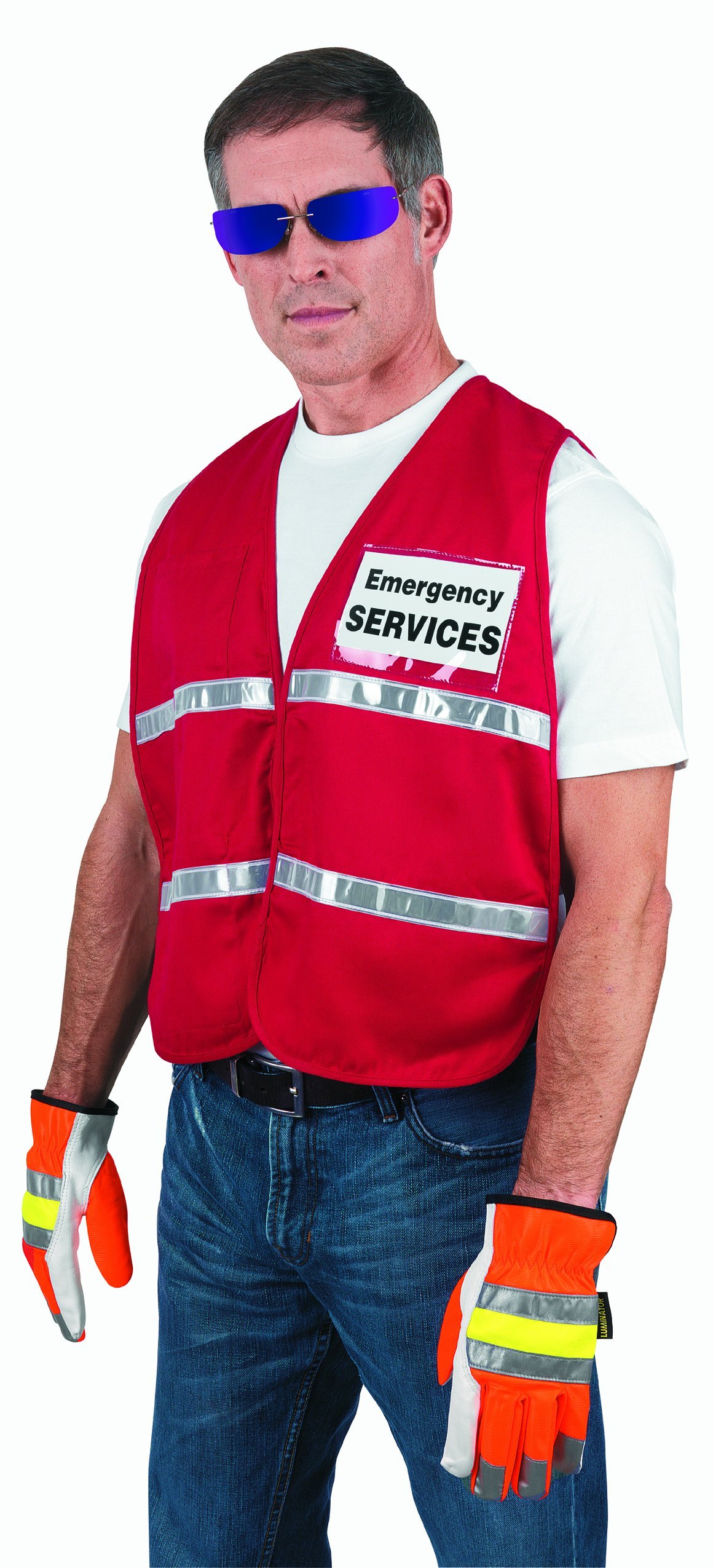 MCR Safety - 611ICV204 ICV204 Incident Command Polyester/Cotton Safety Vest with 1-Inch White Reflective Stripe, Red