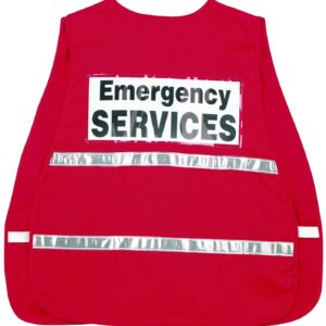 MCR Safety - 611ICV204 ICV204 Incident Command Polyester/Cotton Safety Vest with 1-Inch White Reflective Stripe, Red