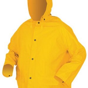 MCR Safety 2403X2 Classic Plus PVC/Polyester 3-Piece Corduroy Collar Rain Suit with Detachable Hood and Bibpant, Yellow, 2X-Large