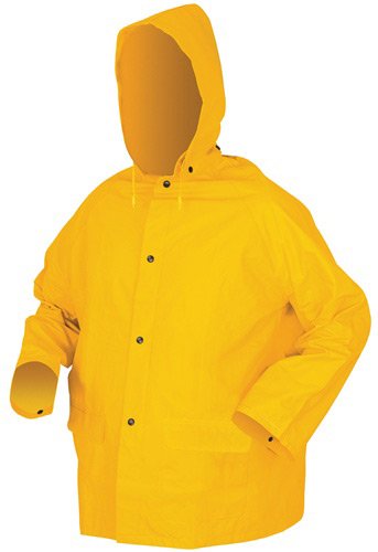 MCR Safety 2403X2 Classic Plus PVC/Polyester 3-Piece Corduroy Collar Rain Suit with Detachable Hood and Bibpant, Yellow, 2X-Large