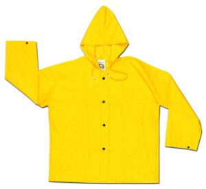 mcr safety 300jhx2 wizard pvc/nylon flame resistant jacket with attached hood, yellow, 2x-large