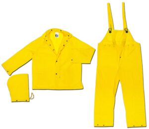 mcr safety o703l squall pvc single ply 3-piece rainsuit, yellow, large