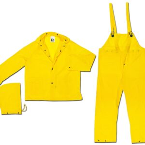 MCR Safety O703L Squall PVC Single Ply 3-Piece Rainsuit, Yellow, Large