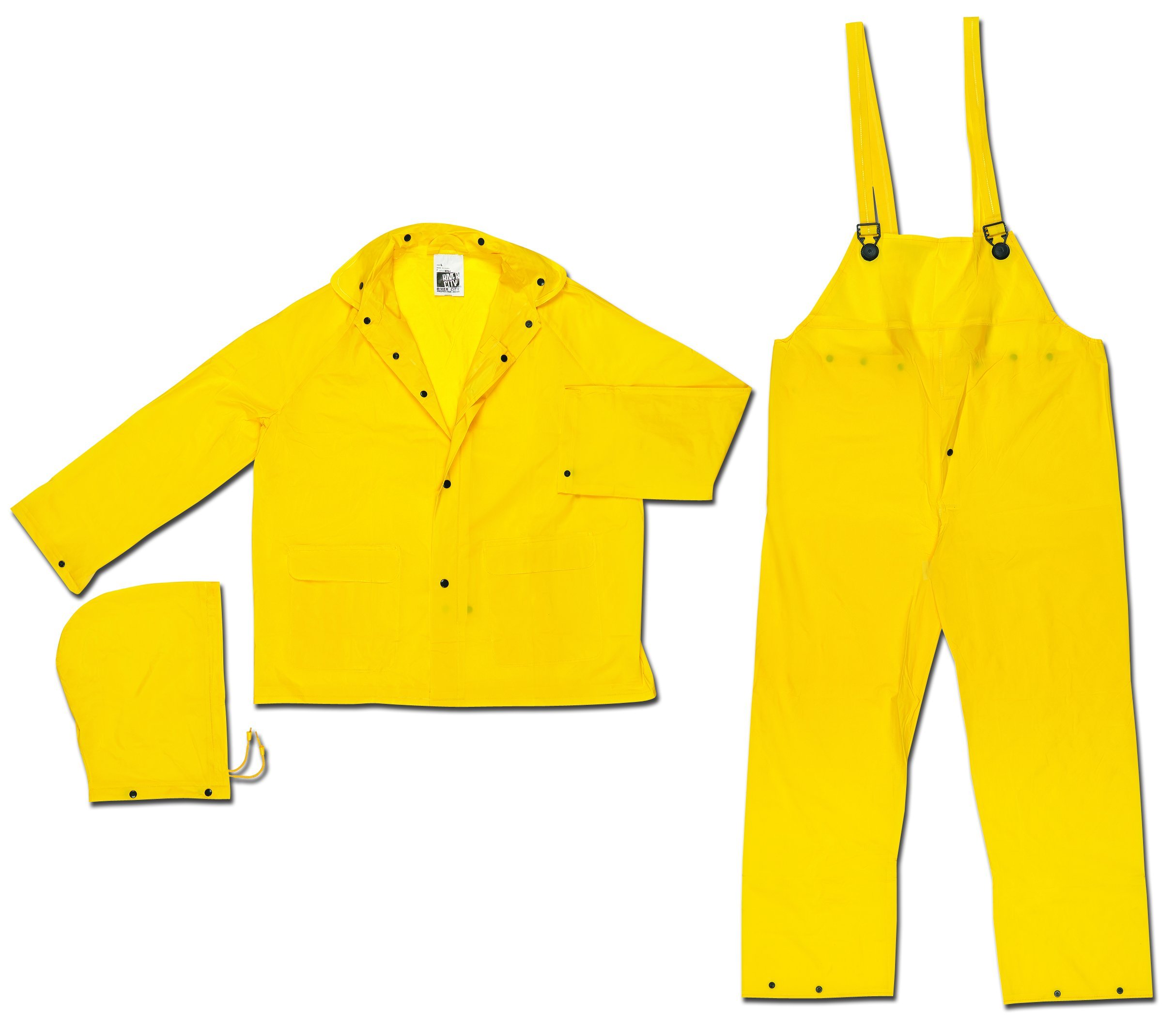 MCR Safety O703L Squall PVC Single Ply 3-Piece Rainsuit, Yellow, Large