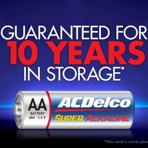 ACDelco 100-Count AA Batteries, Maximum Power Super Alkaline Battery, 10-Year Shelf Life, Reclosable Packaging