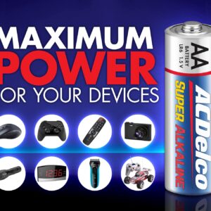 ACDelco 100-Count AA Batteries, Maximum Power Super Alkaline Battery, 10-Year Shelf Life, Reclosable Packaging