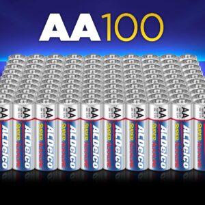 ACDelco 100-Count AA Batteries, Maximum Power Super Alkaline Battery, 10-Year Shelf Life, Reclosable Packaging