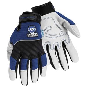 miller electric metal working gloves - large, black and blue (251067)