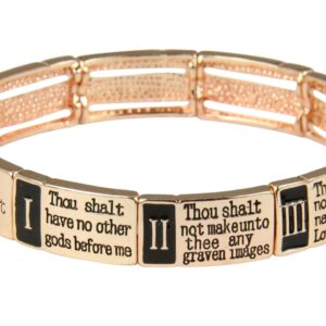 4030040 Ten Commandments 10 Stretch Bracelet Christian Scripture Religious Rose Gold Tone