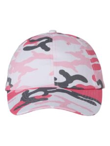 valucap - adult bio-washed classic dad hat - vc300a - adjustable - pink camo