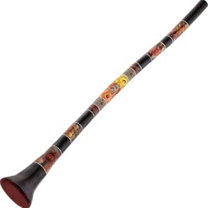 meinl professional didgeridoo, 57" flared fiberglass shell in black with hand painted native design - not made in china - creates distinctive australian drone note, 2-year warranty (profddg1-bk)