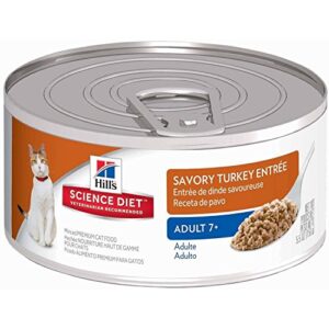 hill's science diet adult 7+ savory turkey entr233-e canned cat food, 5.5 oz, 24-pack