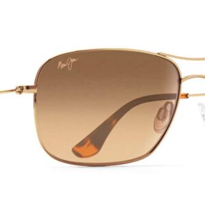 Maui Jim Men's and Women's Wiki Wiki Polarized Aviator Sunglasses, Gold/HCL® Bronze, Medium